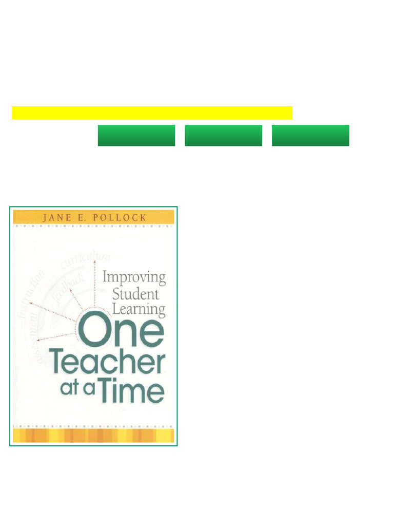Improving Student Learning One Teacher at a Time 1st Edition Jane E ...