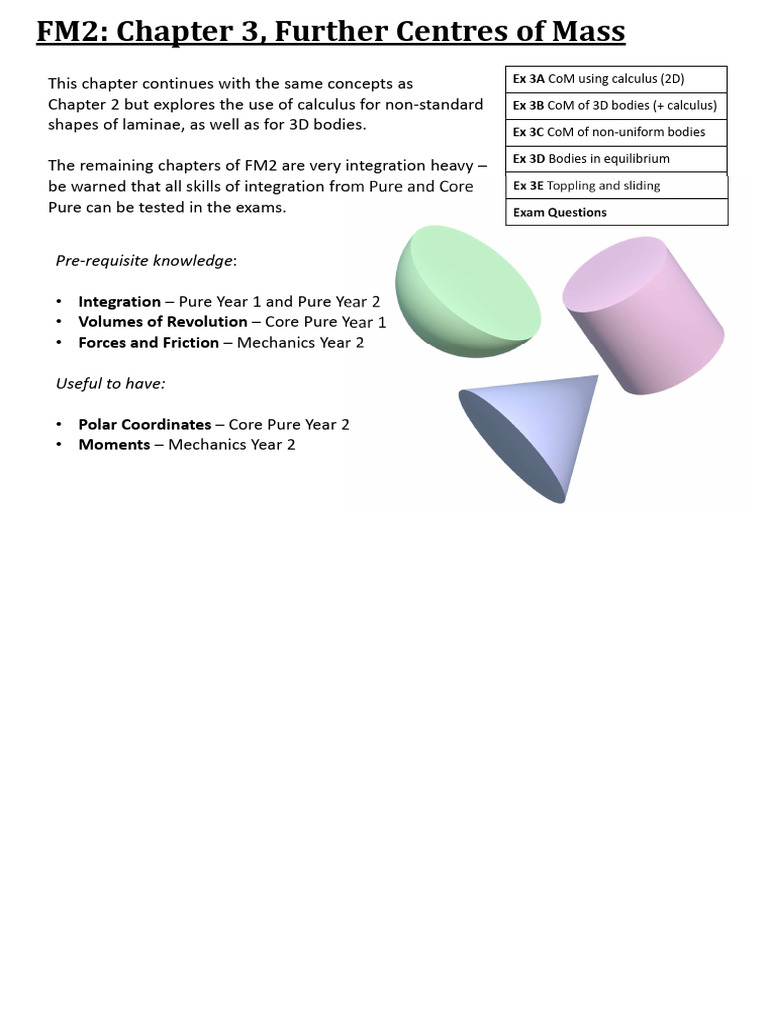 Chapter 3 - Further Centres of Mass (FM2) | PDF | Sphere | Center Of Mass