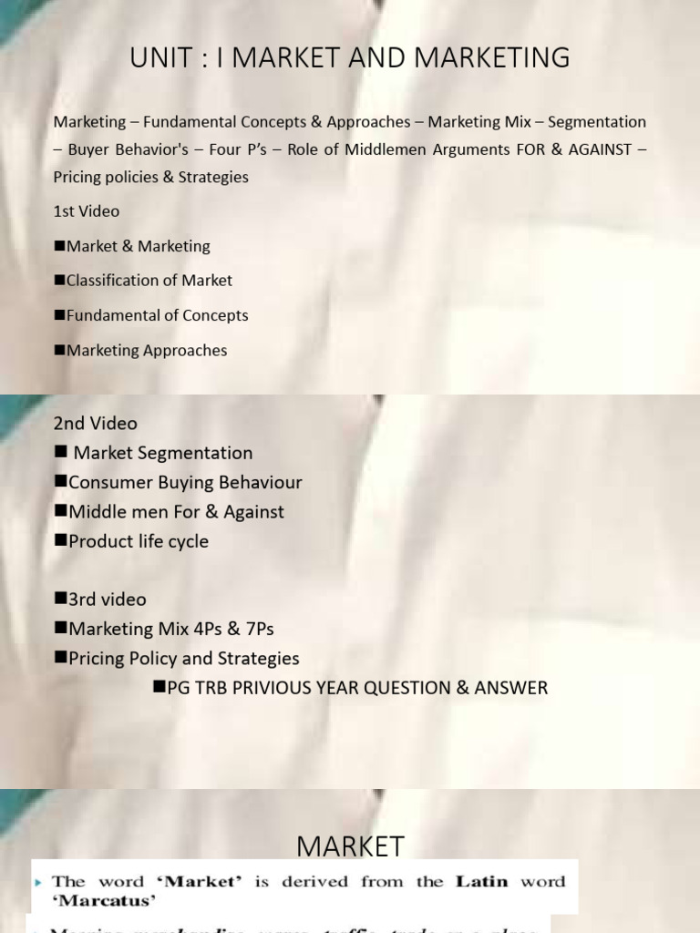 Unit 1 Market&Marketing | PDF