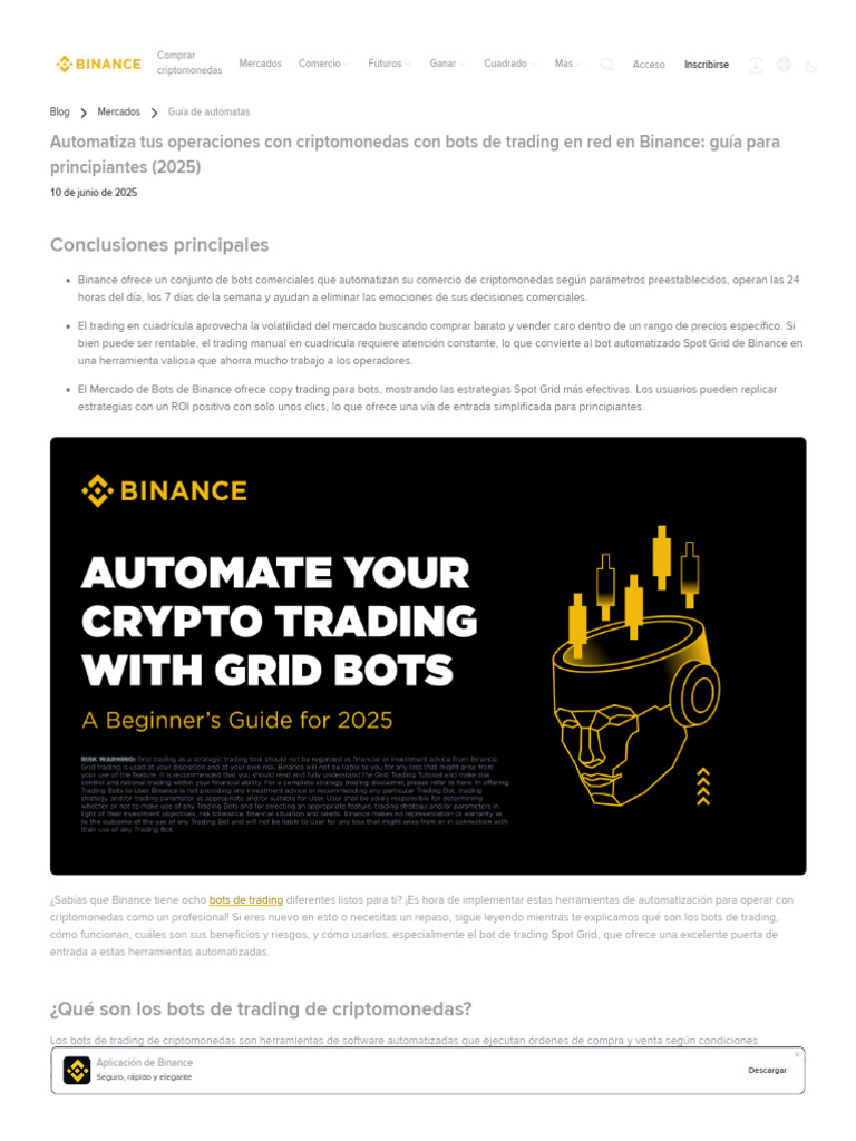 Automatiza tu trading con bots en Binance | PDF | Internet Bot ...