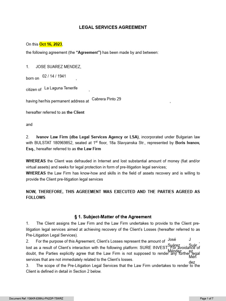 Jose Suarez Mendez Network Lawyer Contract | PDF | Complaint | Lawyer
