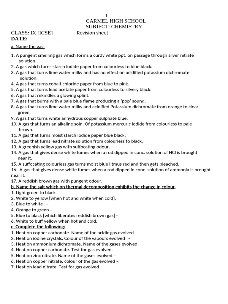 DATE: - : Revision Sheet | PDF