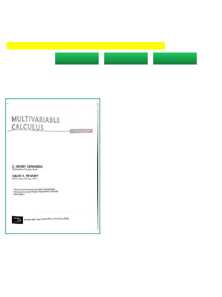 Multivariable Calculus 6th Edition C. Henry Edwards Ready to Read | PDF