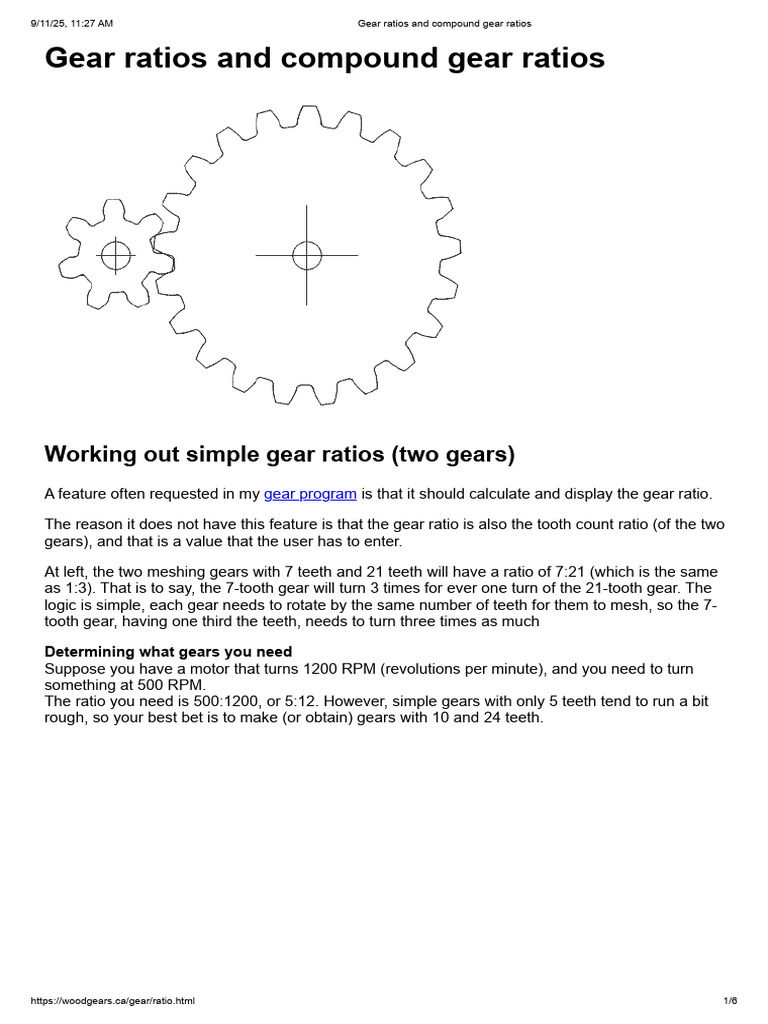 Gear Ratios and Compound Gear Ratios | PDF | Gear | Kinematics