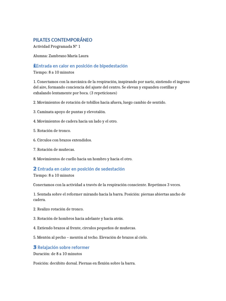 Pilates Contemporaneo Maria Laura Zambrano | PDF