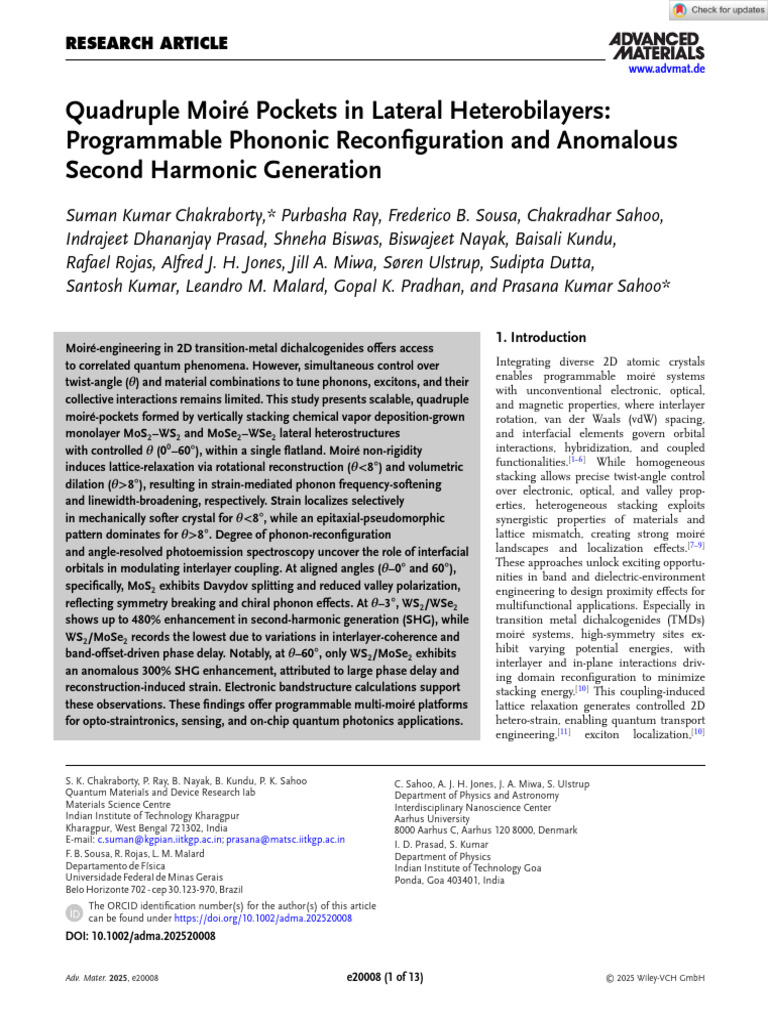Quadruple Moiré Pockets in 2D Heterobilayers | PDF | Phonon | Raman ...