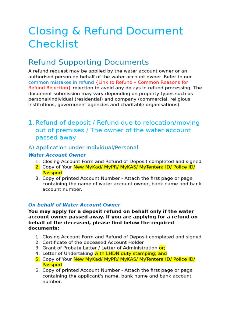 Water Account Closing & Refund Guide | PDF | Government And Personhood