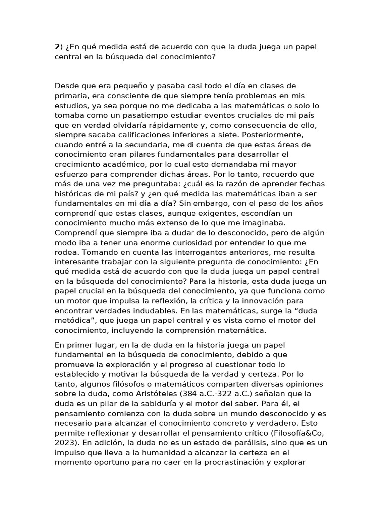 La Duda como Motor del Conocimiento | PDF | Conocimiento | Verdad
