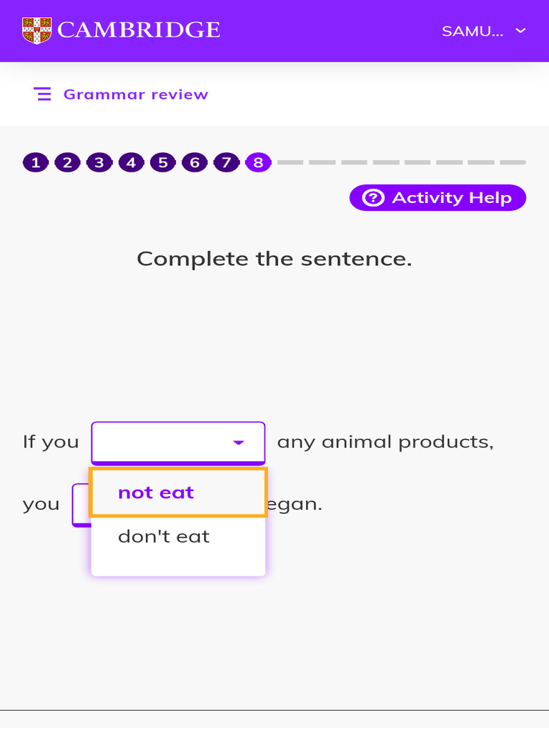 Grammar Review: Vegan Sentence Completion | PDF