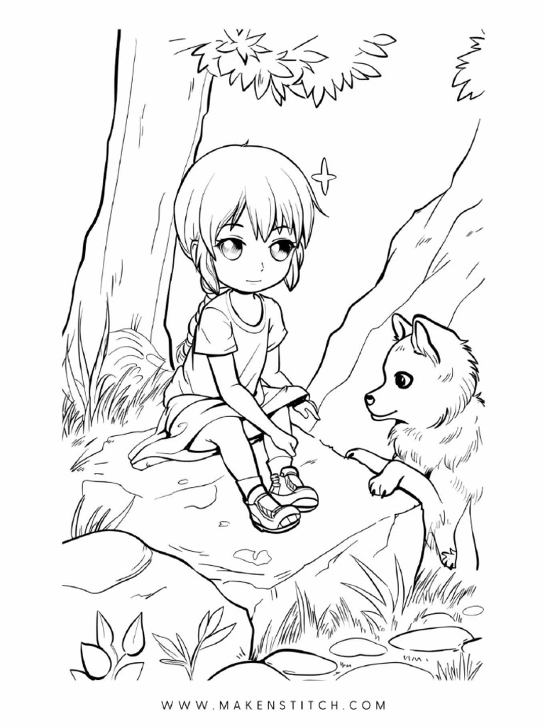 32 Anime Dog Coloring Page | PDF