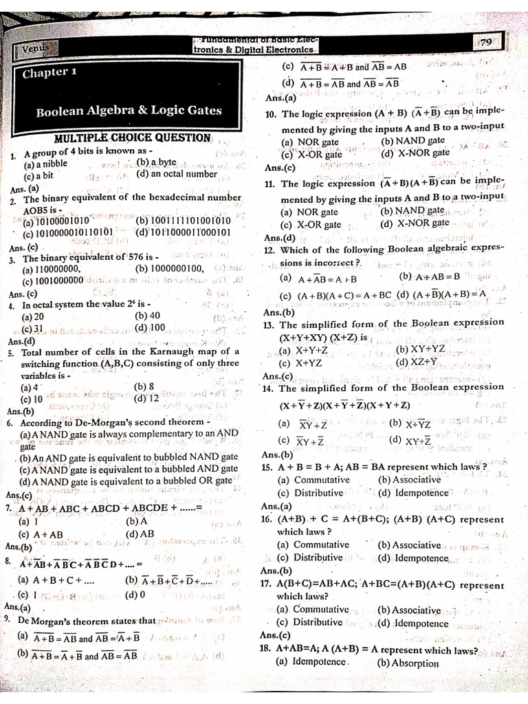 Digital Electronics Previous Years Question Bank (Venus) | PDF