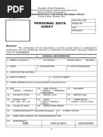 PNP Personal Data Sheet Template | PDF