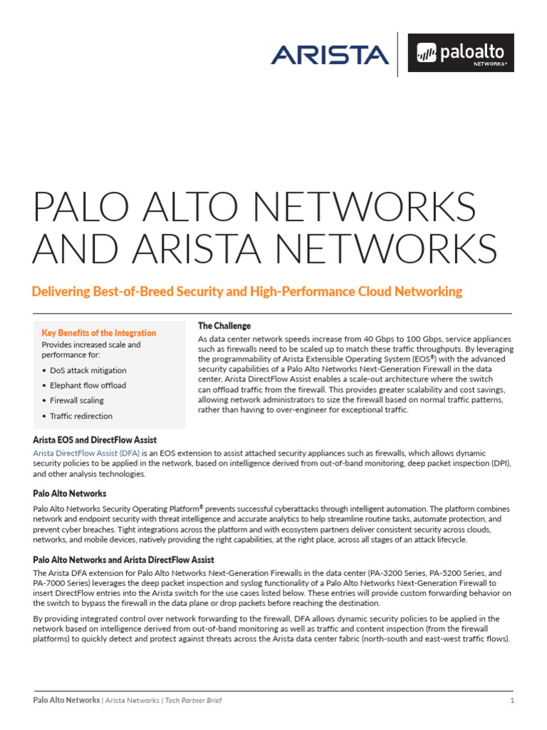 Arista and Palo Alto: Security Integration Benefits | PDF | Firewall ...