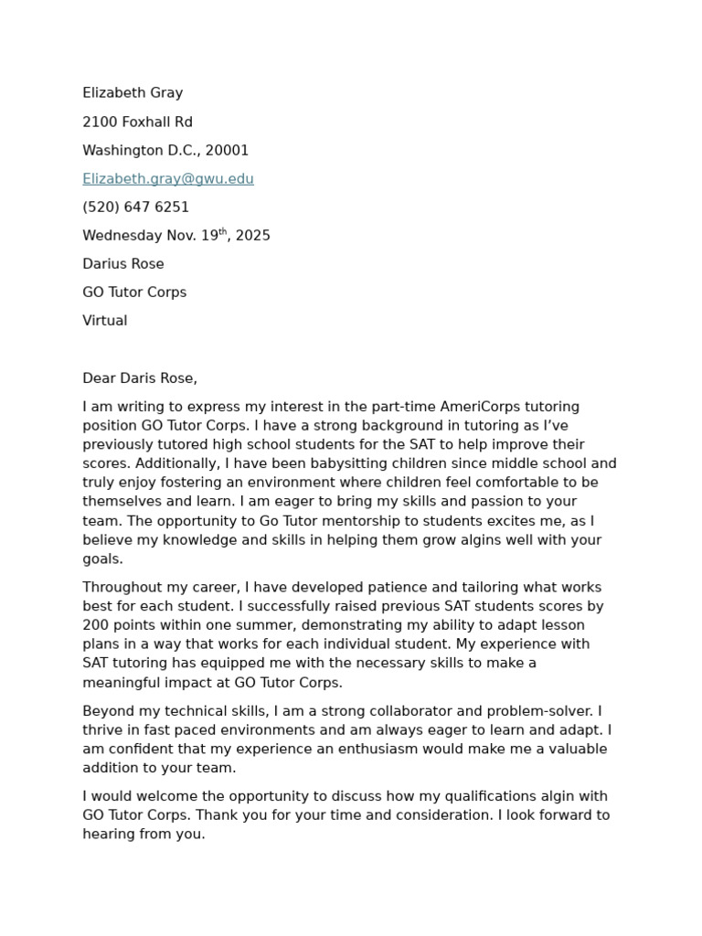 Mock Cover Letter | PDF