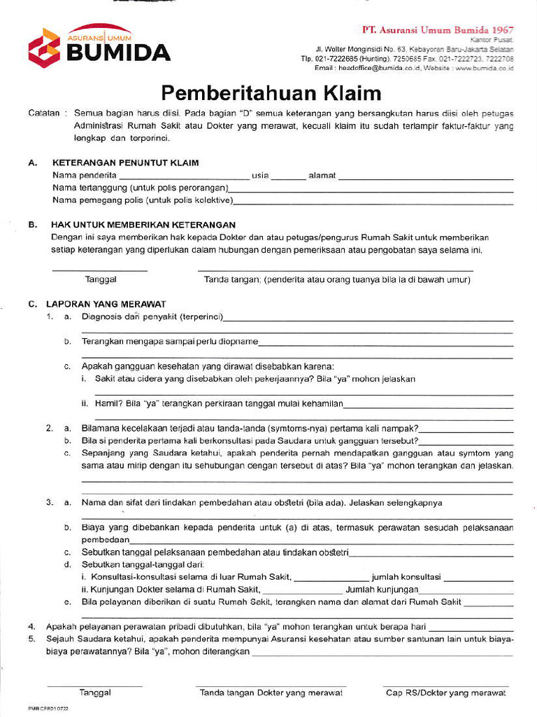 Panduan Klaim Rumah Sakit 2023 | PDF