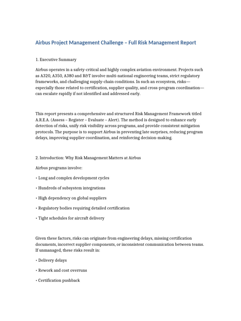 Airbus A.R.E.A. Risk Management Framework | PDF | Risk | Risk Management