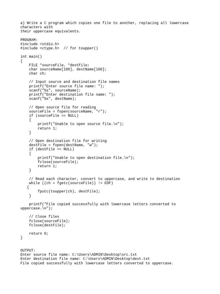 A) File Copying and Converting To Upper Case | PDF