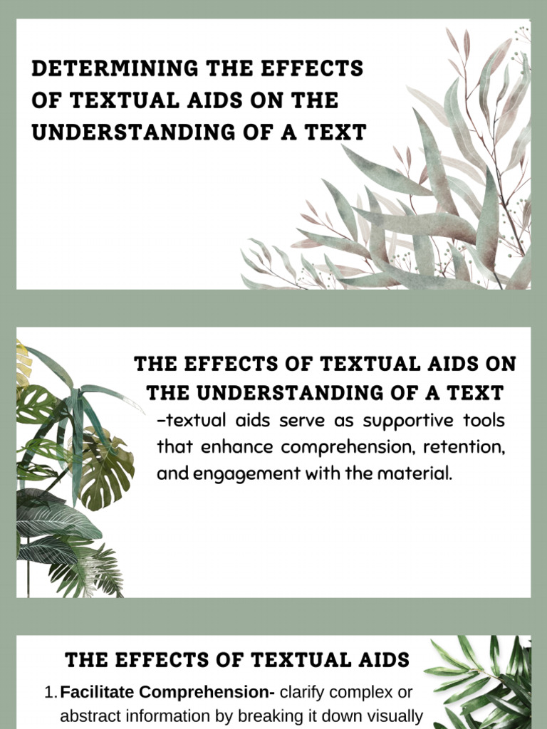 Grade 10-Determining the Effects of Textual Aids on the Understanding ...