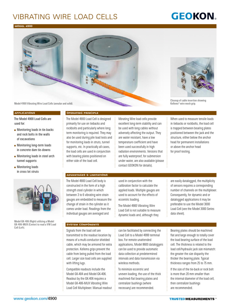 Model 4900 Vibrating Wire Load Cells | PDF | Manufactured Goods