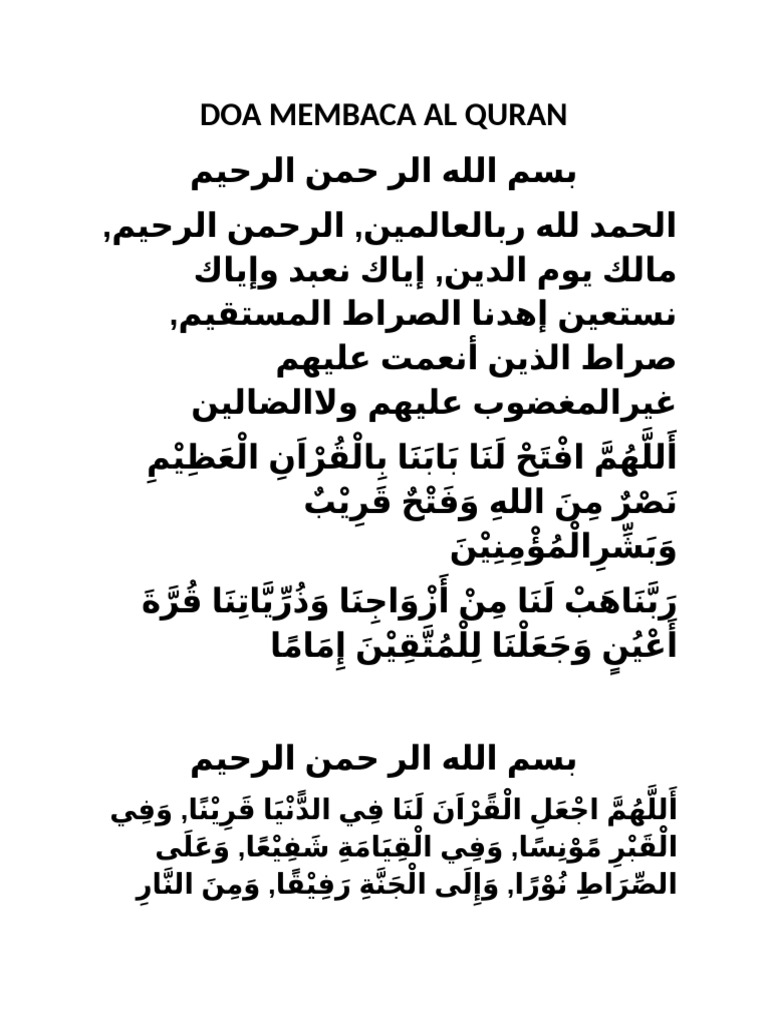 Doa Membaca Al Quran | PDF