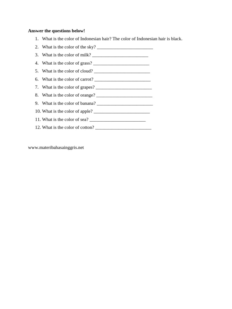 Color Identification Questions Guide | PDF