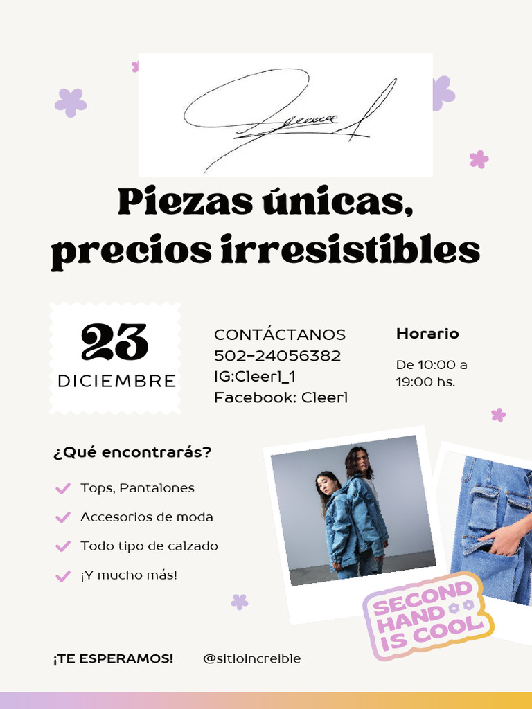 Flyer Feria de Ropa Usada Retro Naranja y Lila | PDF
