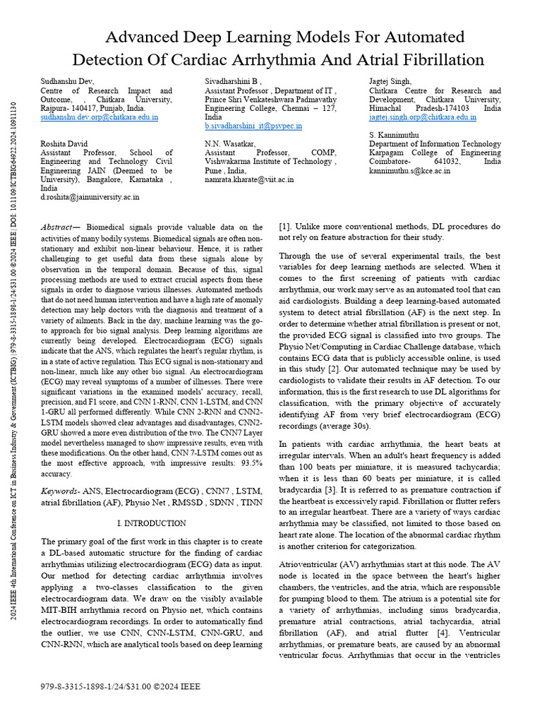 Deep Learning for Cardiac Arrhythmia Detection | PDF | Heart ...