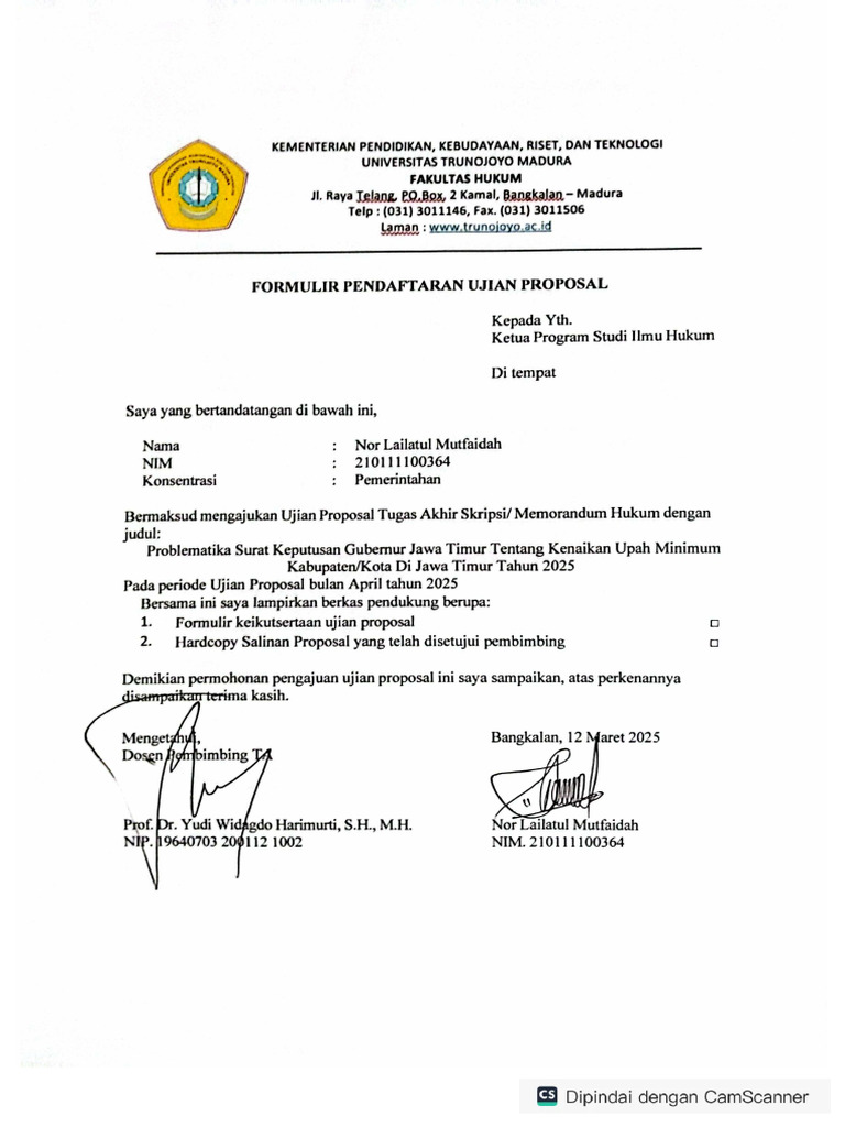 Surat Persetujuan Sempro | PDF