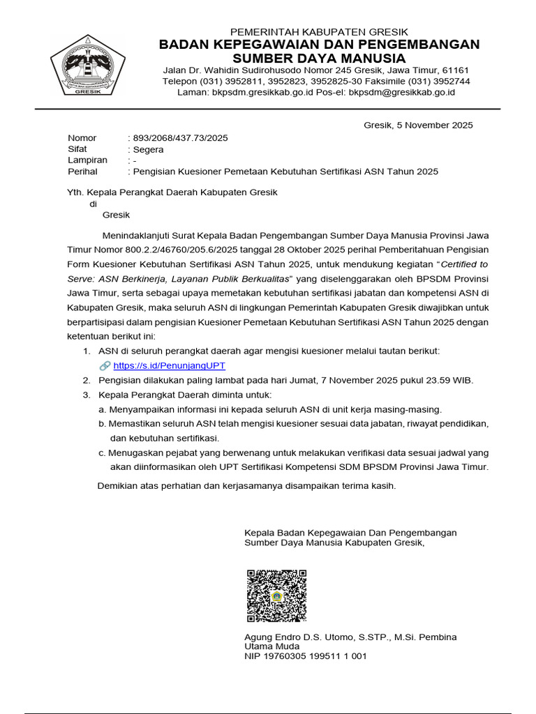 1.pengisian Kuesioner Pemetaan Kebutuhan Sertifikasi Asn Tahun 2025 | PDF