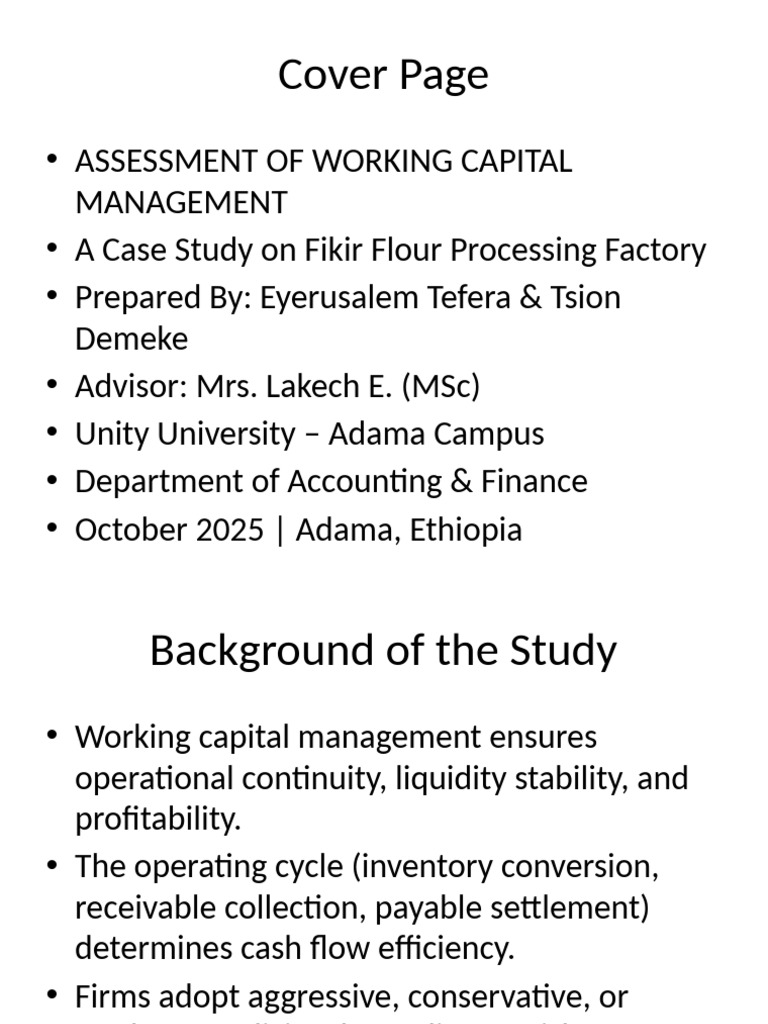 Working Capital Management at Fikir Flour | PDF | Inventory | Policy