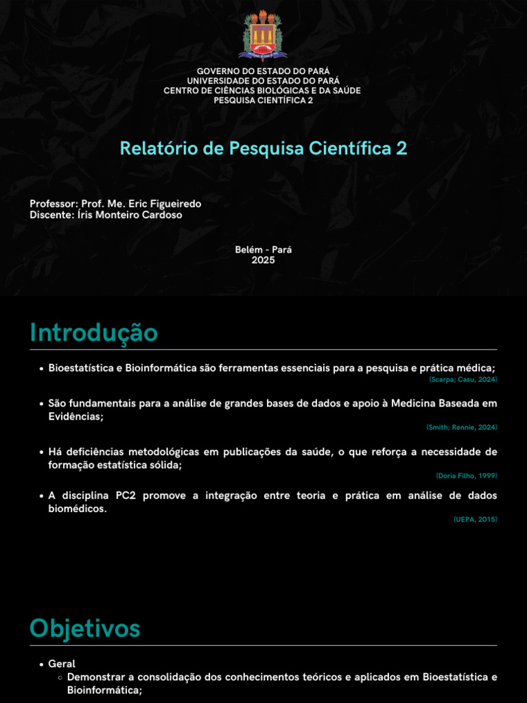 Cópia de Seminário PC2 Íris.pdf | PDF | Método científico | Bioestatística