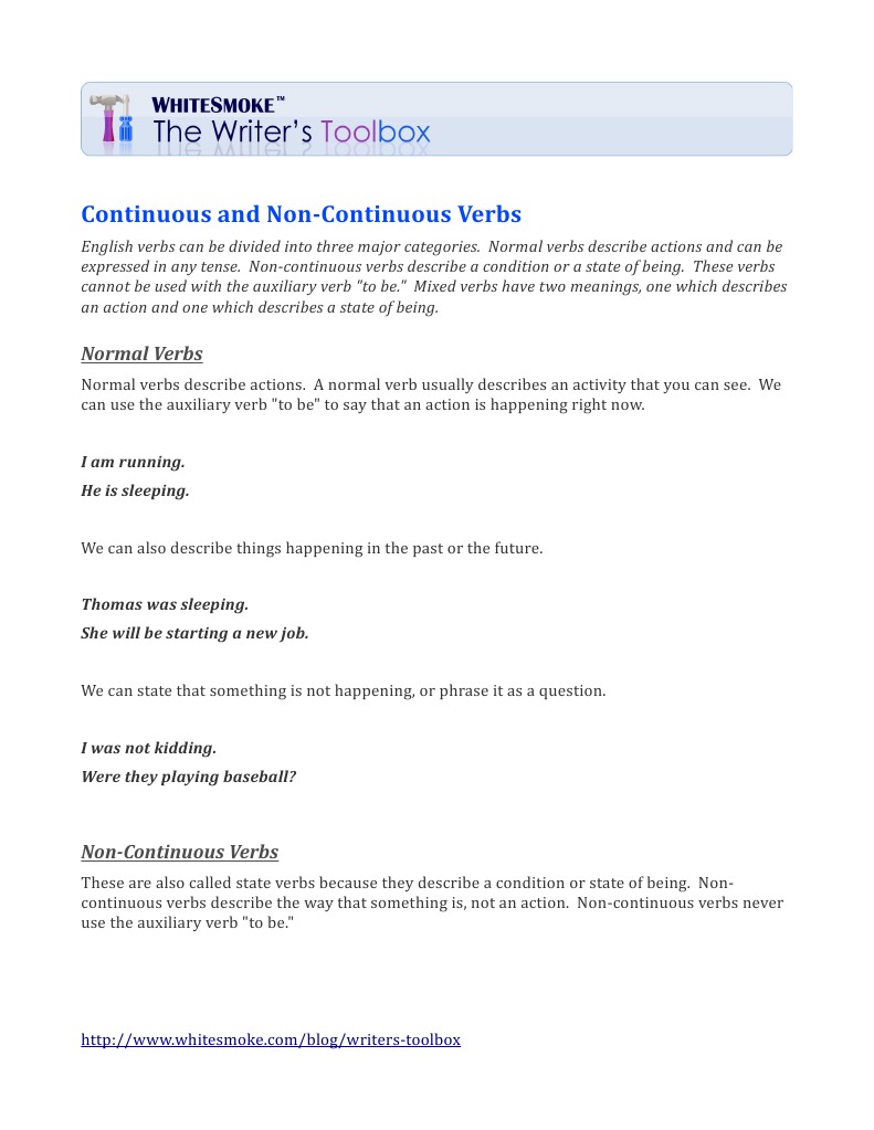 Understanding Non-Continuous Verbs | PDF | Verb | Onomastics