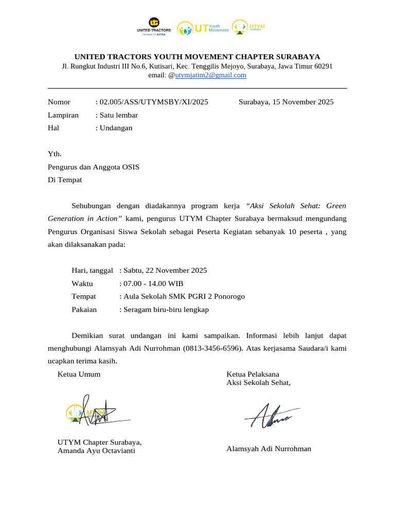 Surat Undangan Organisasi OSIS (Repaired) | PDF
