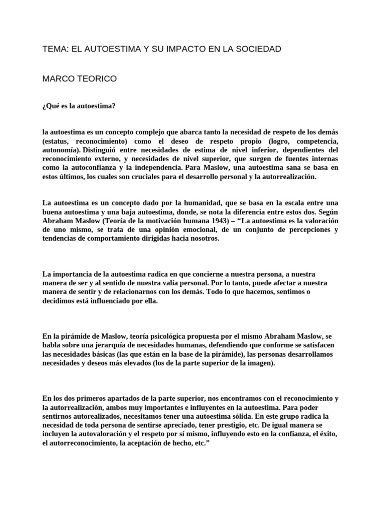 Tarea | PDF | Autoestima | Psicología Social
