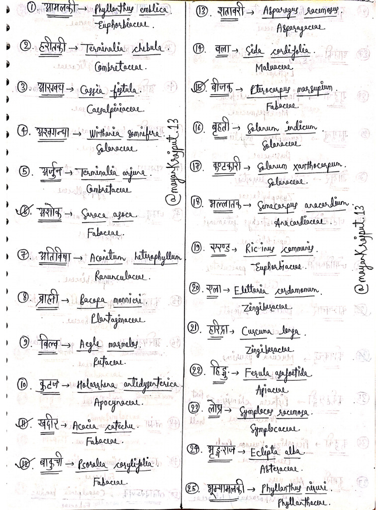 Botanical Names & Family (DG) | PDF
