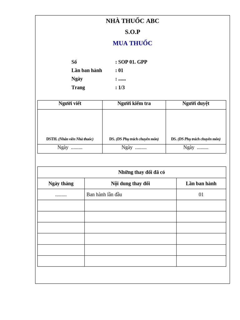 Sop 01 Mua Thuoc | PDF