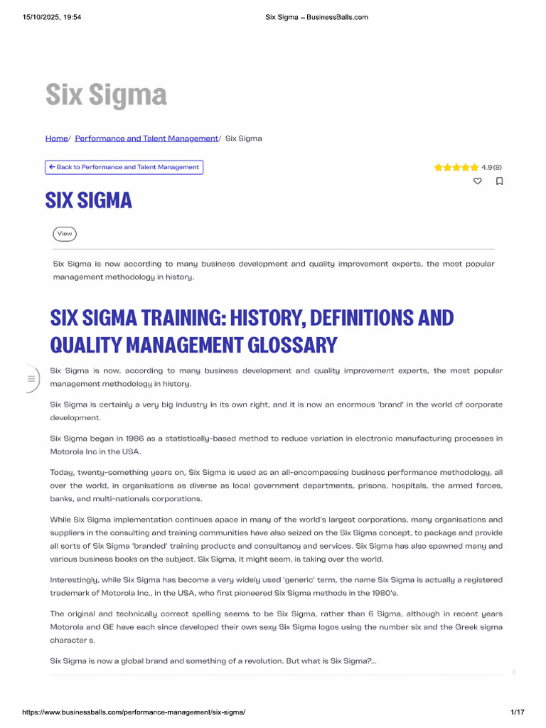 Six Sigma | PDF