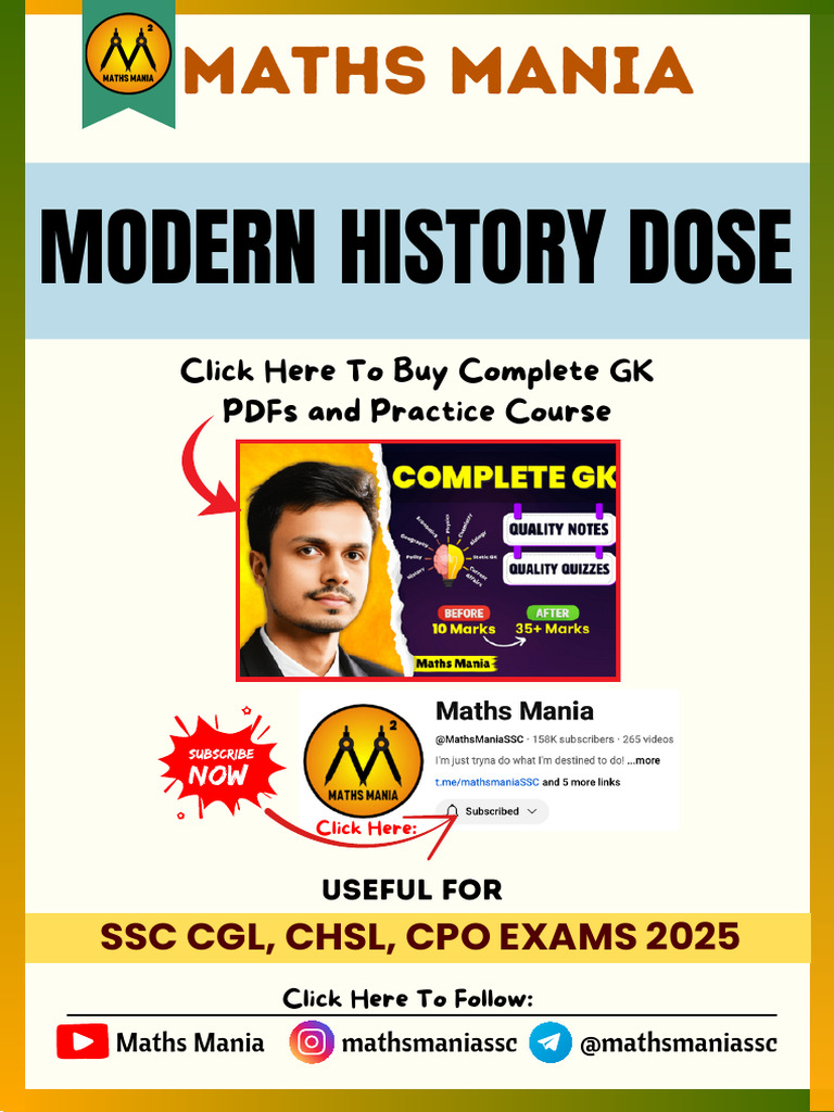 Modern History for SSC Exams 2025 | PDF | Indian Independence Movement ...