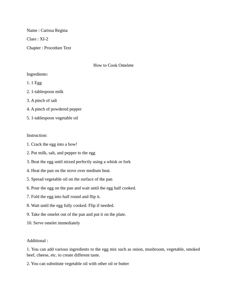 Easy Omelet Recipe and Cooking Tips | PDF