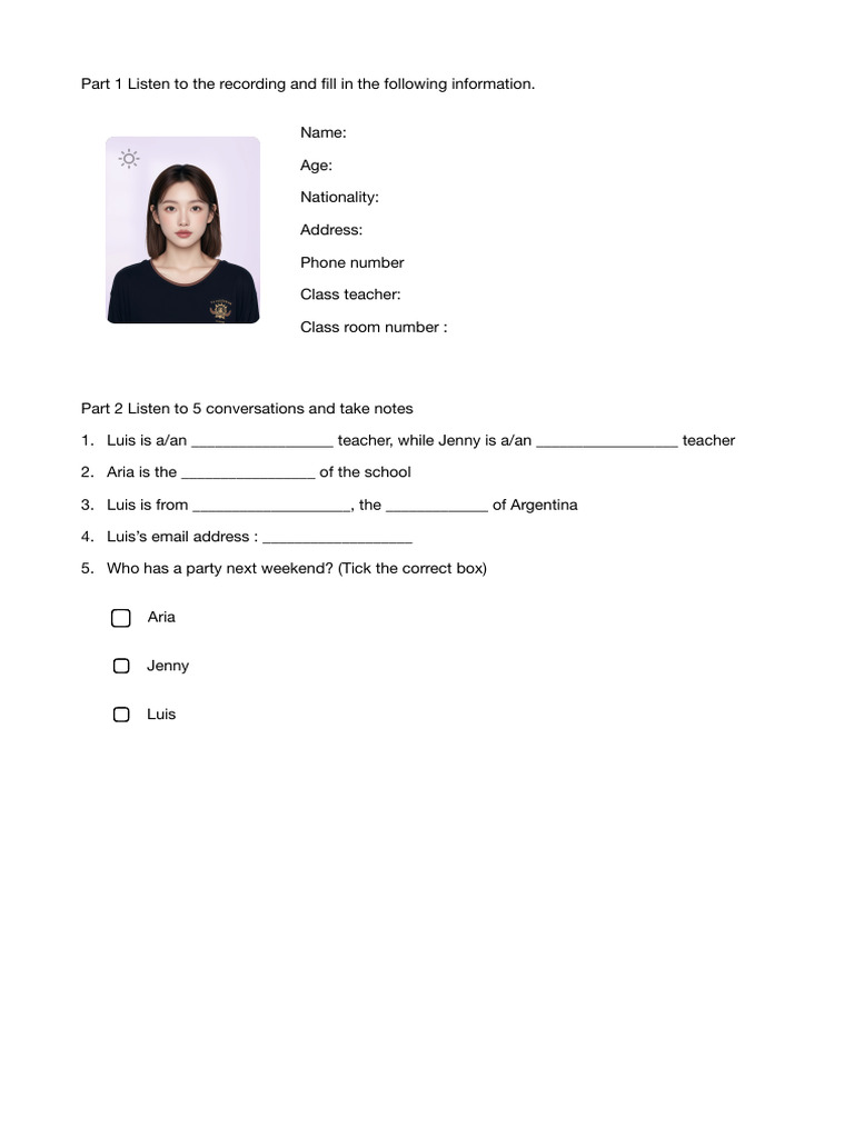 List A1 Test | PDF