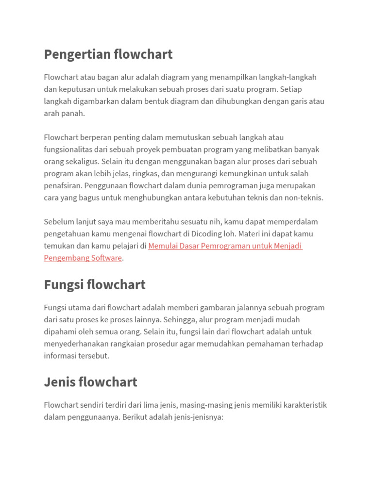 Pengertian dan Jenis Flowchart Pemrograman | PDF
