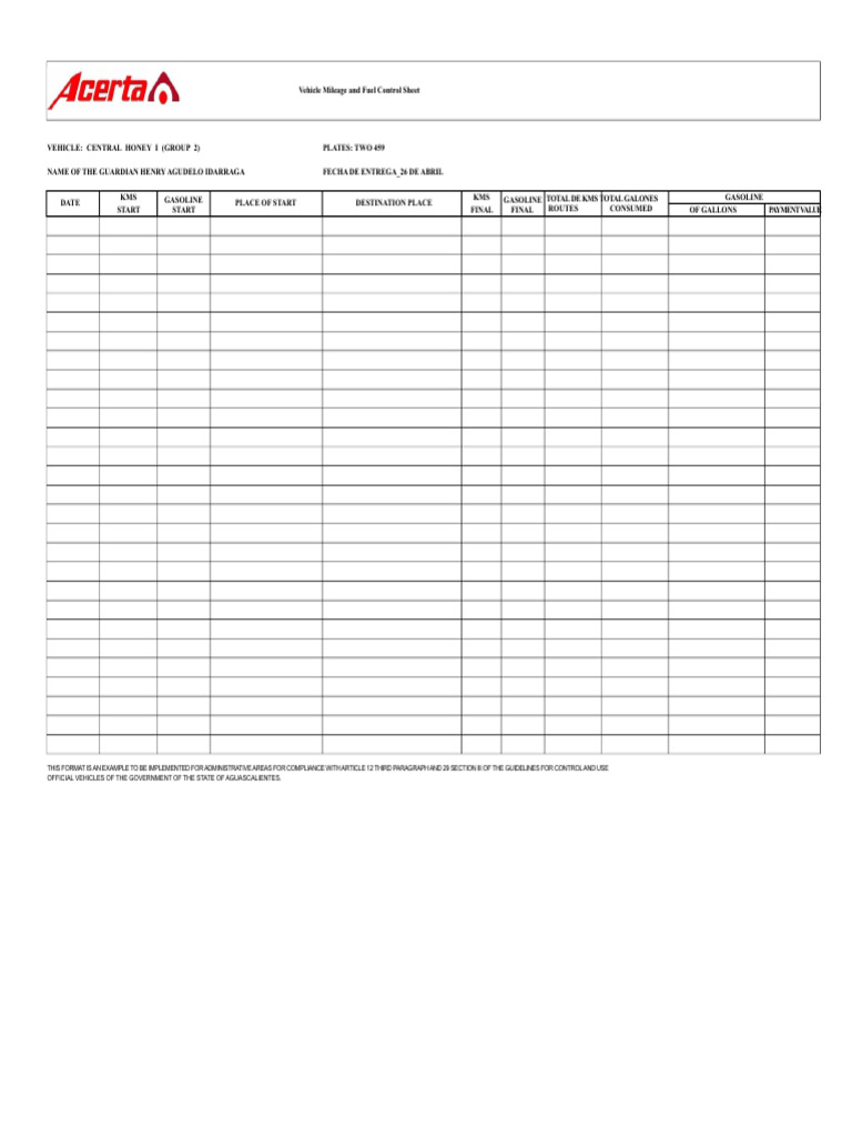 KM and Fuel Control Format Proposal | PDF