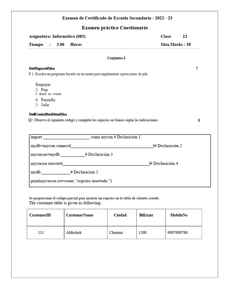Examen Práctico de La Materia Principal de 12º | PDF | Python (lenguaje ...