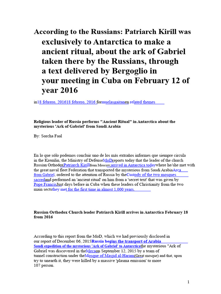 Gabriel's Ark in Antarctica | PDF | Russian Orthodox Church | Mosque