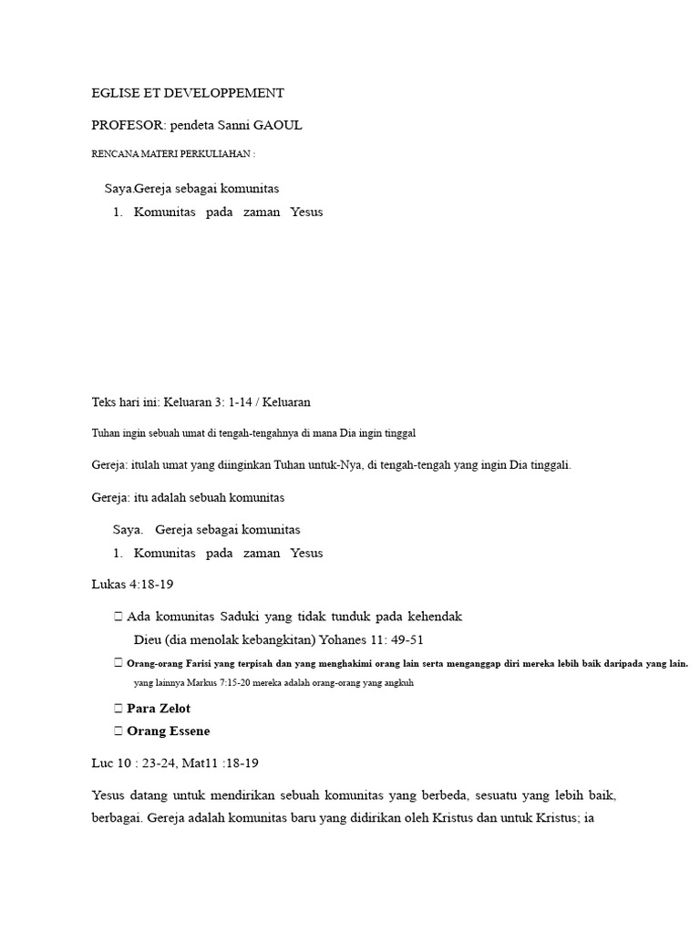 Gereja sebagai Komunitas dan Misi Integral | PDF