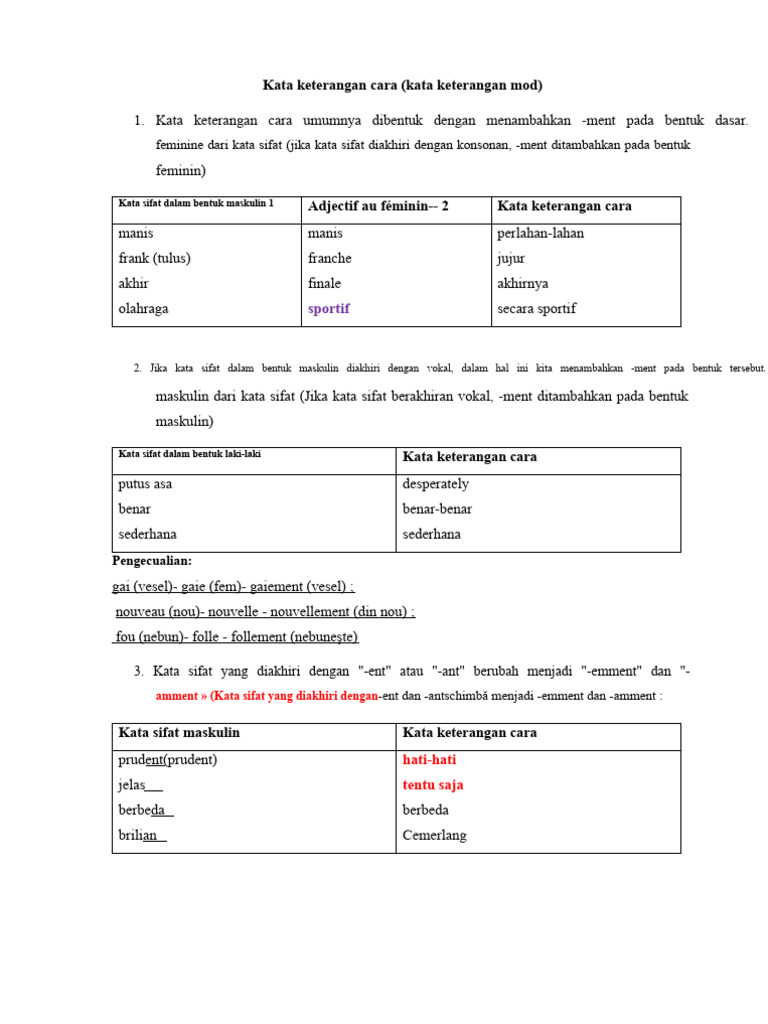 Kata keterangan cara | PDF
