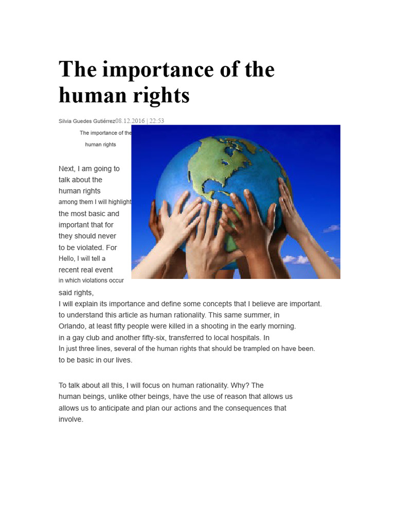The Importance of Human Rights | PDF | Human Rights | Rationality