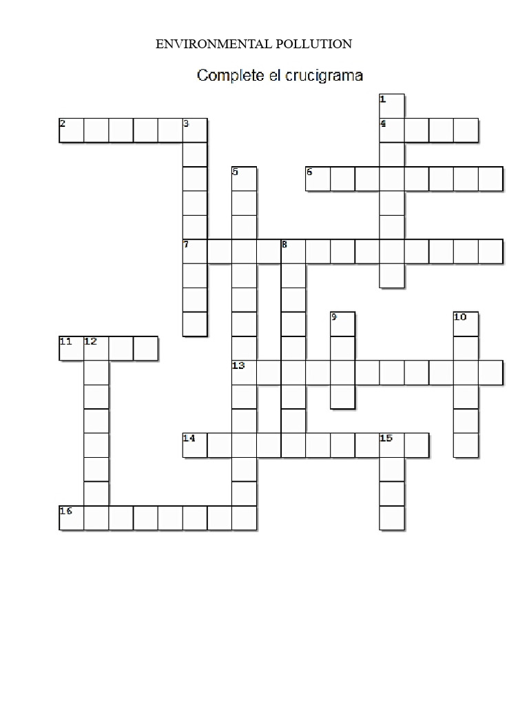 Crossword Environmental Pollution | PDF