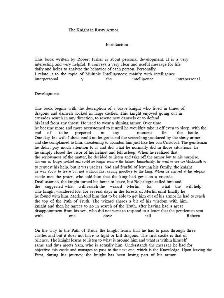 Essay The Knight in The Rusty Armor | PDF