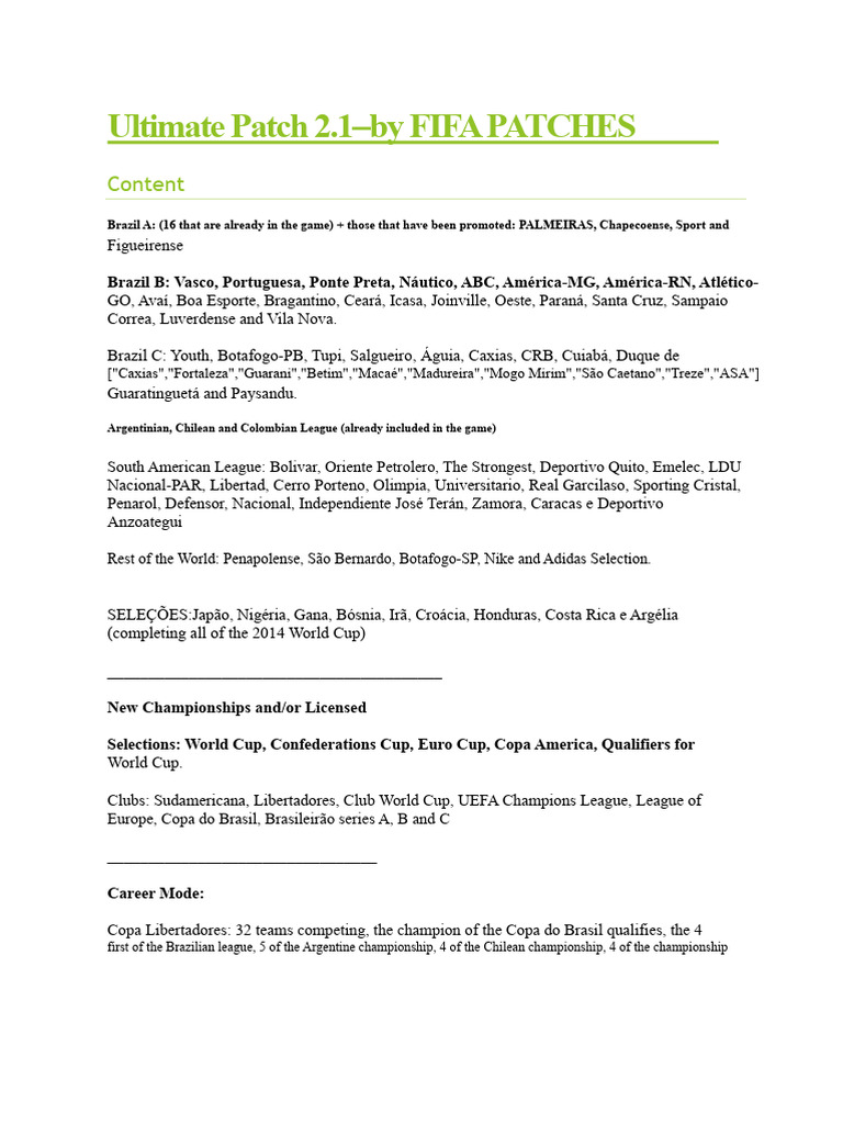 Installation Manual - Ultimate Patch 2.1 FIFA PATCHES.docx | PDF ...